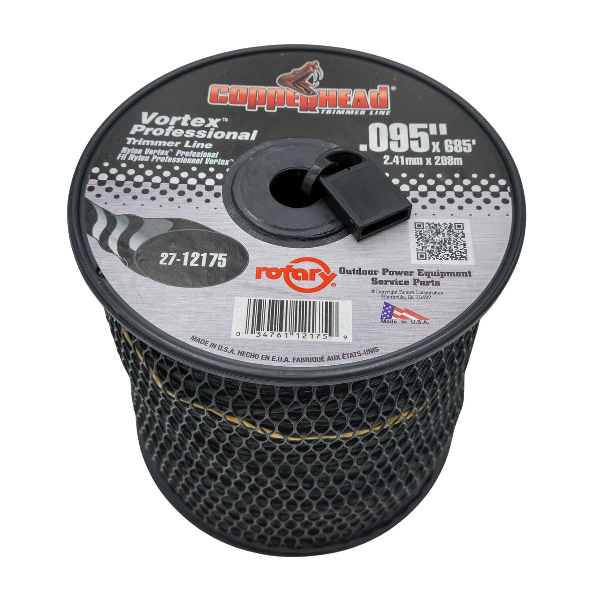 .095" Trimmer Line w/Cutter Rotary Vortex Medium Spool Black (12175 ...