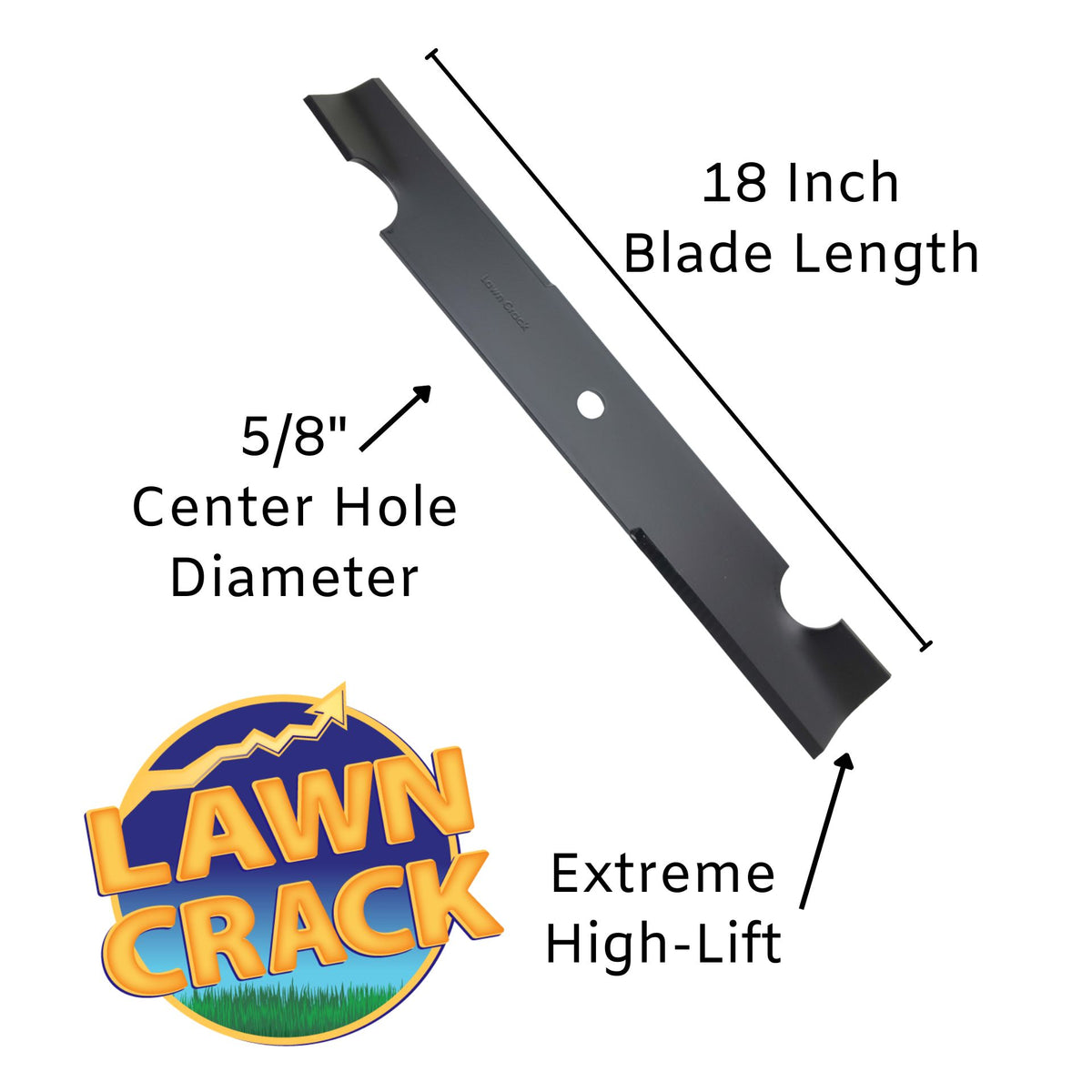 36" & 52" Mower High-Lift Blade (18" Long, 5/8" Hole) Hardened Steel ...